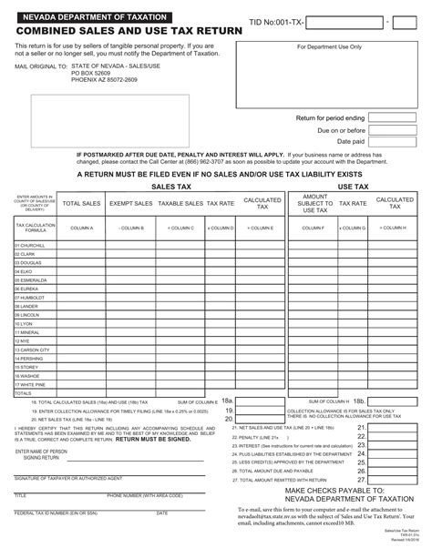 State Nevada Tax Form ≡ Fill Out Printable Pdf Forms Online