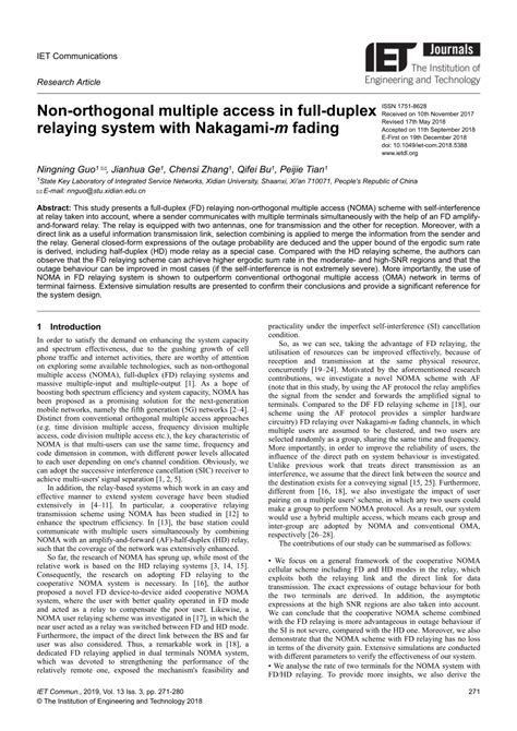 pdf non orthogonal multiple access in full duplex relaying system