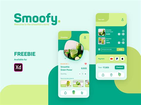Smoothie Shop App UI Design Free Xd Templates