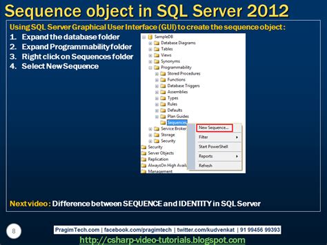 Sql Server Net And C Video Tutorial Sequence Object In Sql Server 2012
