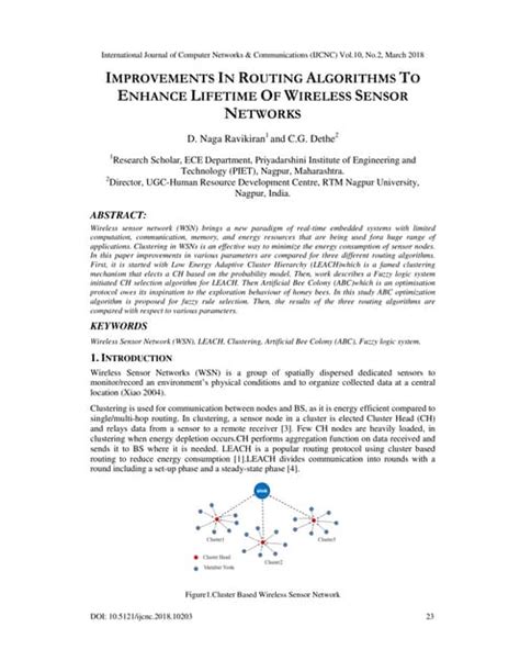 Improvements In Routing Algorithms To Enhance Lifetime Of Wireless Sensor Networks Pdf