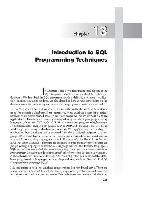 Chapter 13 Introduction To Sql Programming Techniques Chapter 13