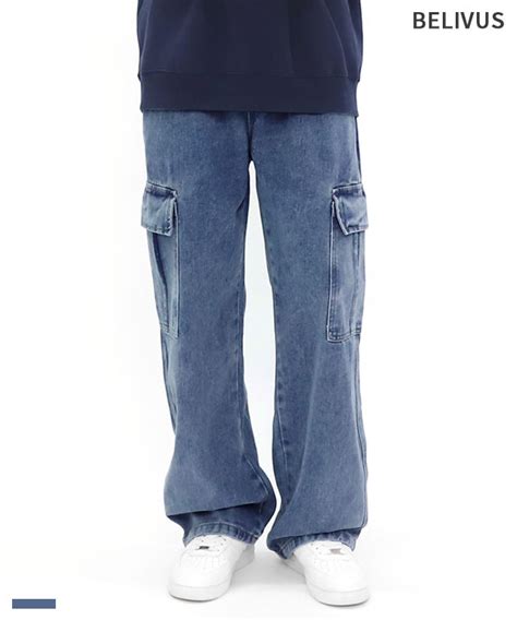 빌리버스 남자 청바지 와이드 데님팬츠 스트링 카고바지 B45p009 에이블리