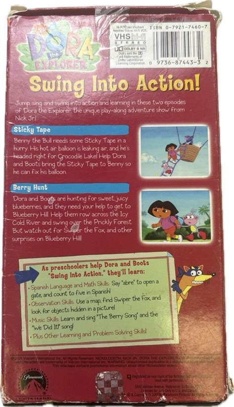Dora The Explorer Swing Into Action Vhs Png Back By Collegeman1998 On