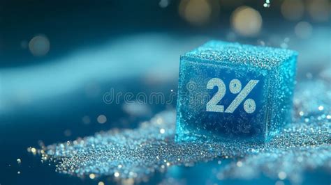 An Impressive Image Showing A Percentage Sign Frozen Within An Ice Cube Over A Cool Blue
