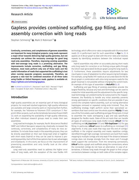Pdf Gapless Provides Combined Scaffolding Gap Filling And Assembly Correction With Long Reads