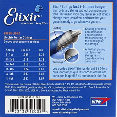 Elixir Strings Electric Guitar Strings W Nanoweb Coating Super Light 🛒