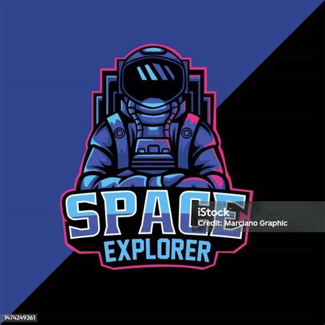 E스포츠 팀을 위한 우주 비행사 마스코트 로고 템플릿 등 쉬운 편집 및 사용자 정의 로고에 대한 스톡 벡터 아트 및 기타 이미지