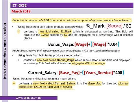 Ict Igcse March 2018 Chapter 18 Data Manipulation