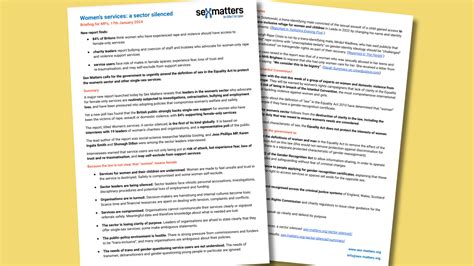 Briefing On Report Womens Services A Sector Silenced Sex Matters