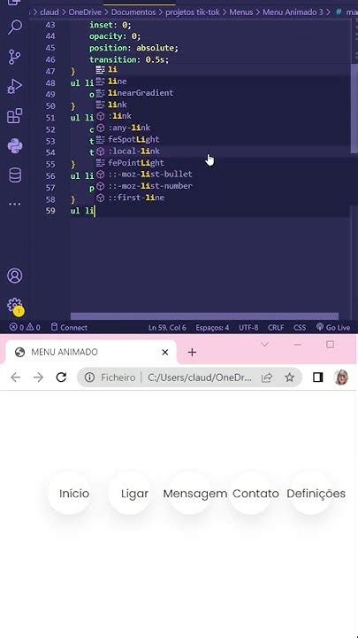menu animado com html e css shorts youtube