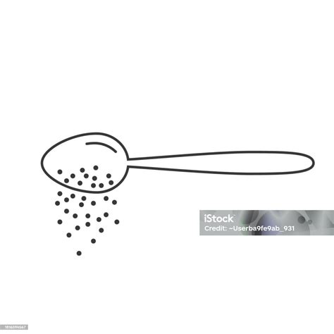 숟가락 설탕 가루 라인 아이콘입니다 베이킹 및 요리 재료 붓고 붓고 주방 용품 선 또는 윤곽선 스타일 픽토그램입니다 편집 가능한 획 벡터 일러스트 레이 션입니다 흰색 배경에
