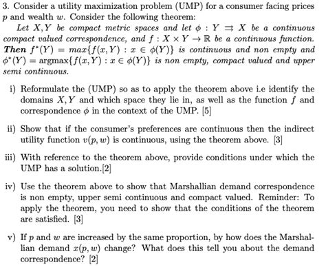 solved 3 consider a utility maximization problem ump for