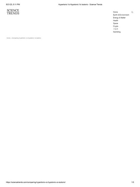 Hypertonic Vs Hypotonic Vs Isotonic Science Trends Pdf Osmosis