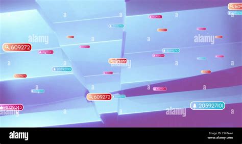 Colorful Numerical Data Points Image Over Abstract Blue And Purple