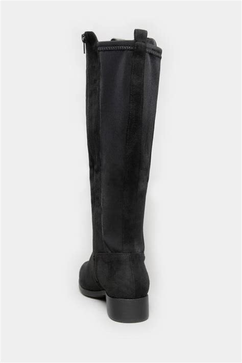 Black Stretch Knee High Boots In Wide E Fit And Extra Wide Eee Fit Yours Clothing