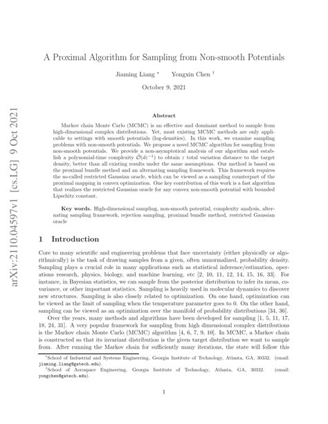 Pdf A Proximal Algorithm For Sampling From Non Smooth Potentials