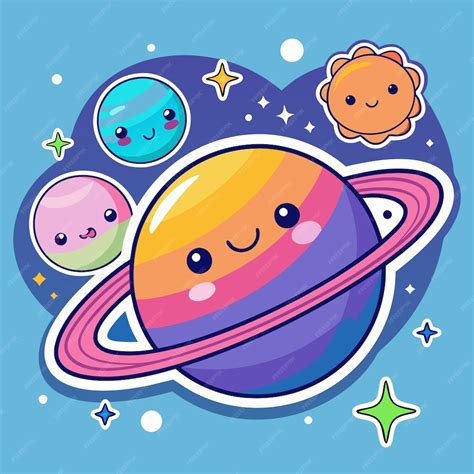 Colorful Planet Stickers Premium Ai Generated Vector