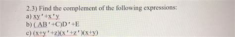Solved 23 Find The Complement Of The Following