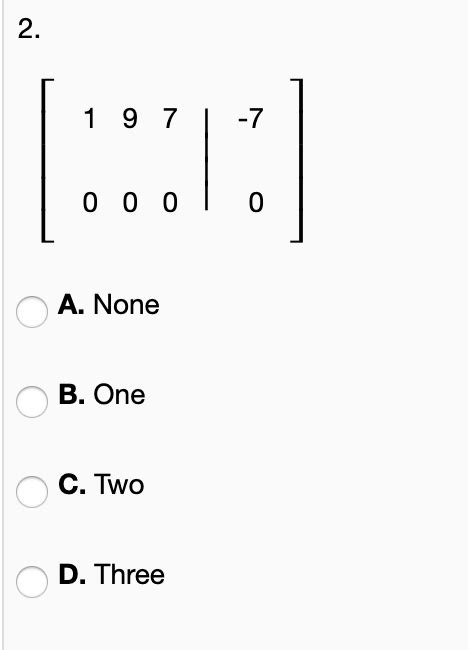 solved 1 point how many free variables does each augmented