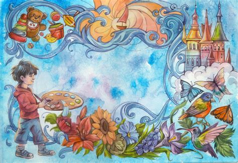 Иллюстрация Юный художник в стиле детский