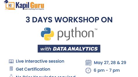 3 Days Workshop On Python With Data Analytics Tickets By Vineeth D