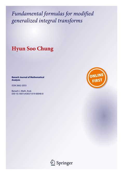 Pdf Fundamental Formulas For Modified Generalized Integral Transforms