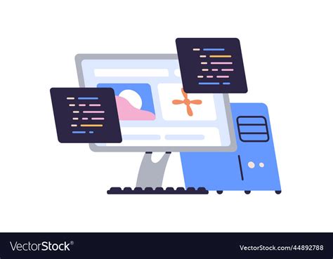 Computer Screen With Code Script Information Vector Image