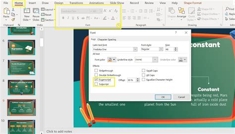 how to add superscript and subscript in powerpoint