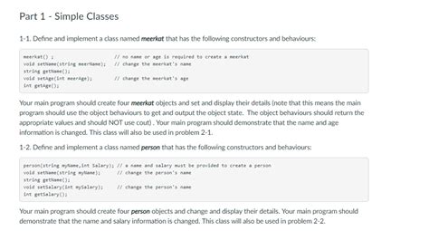 Solved Part 1 Simple Classes 1 1 Define And Implement A