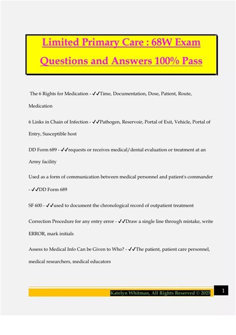 Limited Primary Care 68w Exam Questions And Answers 100 Pass Licensed Professional