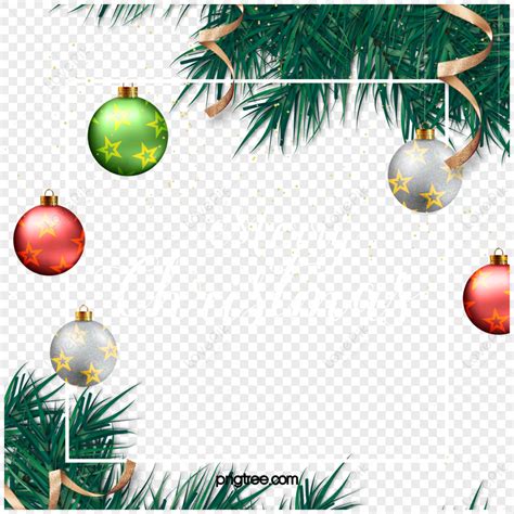 녹색 크리스마스 일러스트 잎 공 장식 테두리요약 경계야자 잎 Png 일러스트 무료 다운로드 Lovepik