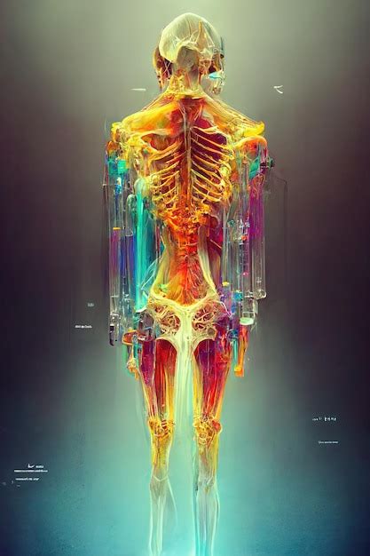 인체 내부 인간 스캔 의학 기술 인간 의학의 미래 혁신 프리미엄 사진