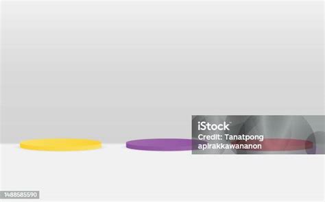 벡터 3d 추상 노란색 분홍색과 보라색 연단 디스플레이 흰색 배경 3차원 형태에 대한 스톡 벡터 아트 및 기타 이미지 3차원 형태 가정의 방 강단 Istock