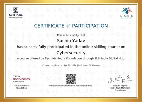 Sachin Yadav On Linkedin Cybersecurity Techmahindrafoundation Digitalsafety Continuouslearning