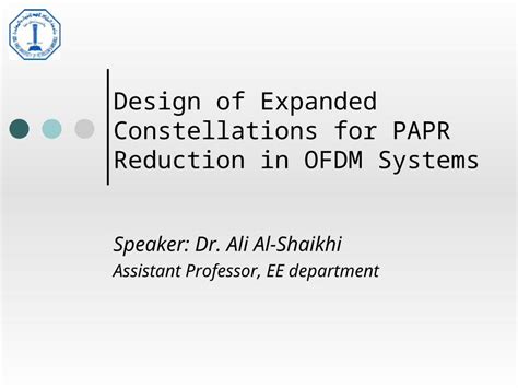 Ppt Design Of Expanded Constellations For Papr Reduction In Ofdm