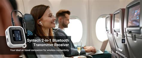 Syntech Bluetooth Transmitter Receiver For Airplane With Extra Dual 3 5mm Jack Aux