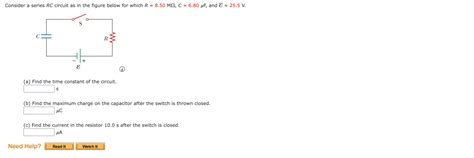 Solved Consider A Series RC Circuit As In The Figure Below Chegg