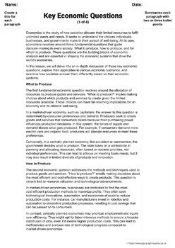Key Economic Questions Introduction To Economics By Geography Teacher