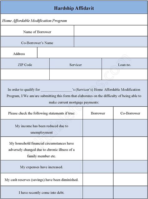 Hardship Affidavit Form Editable Pdf Forms