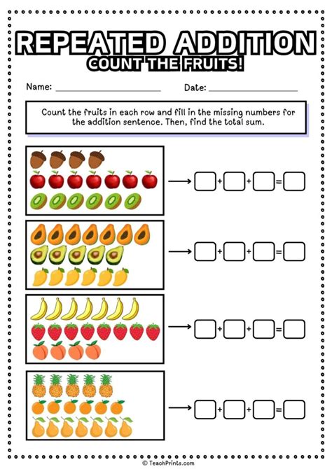 Free Repeated Addition Worksheets Teach Prints