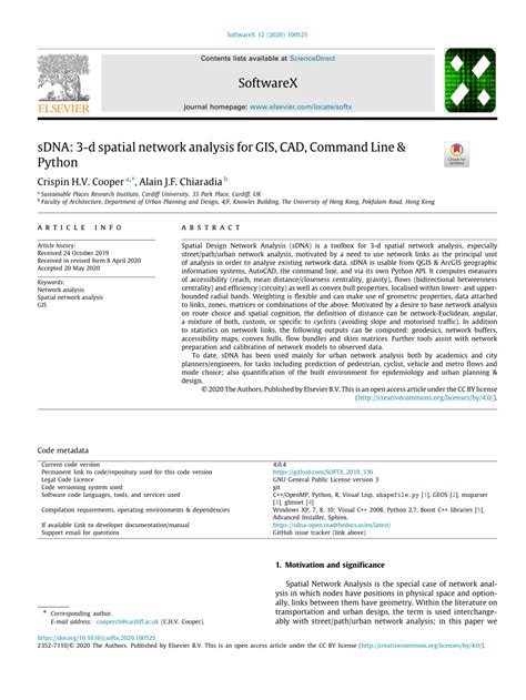 Pdf Sdna 3 D Spatial Network Analysis For Gis Cad Command Line And Python