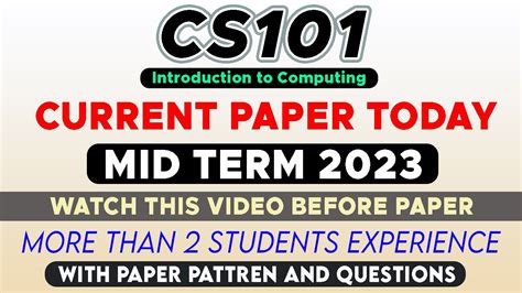 cs101 midterm currently paper 2023 the merciful academy youtube