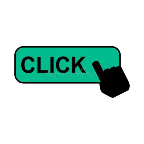Click Here Web Button Internet Flat Pointer Design Press Link Vector