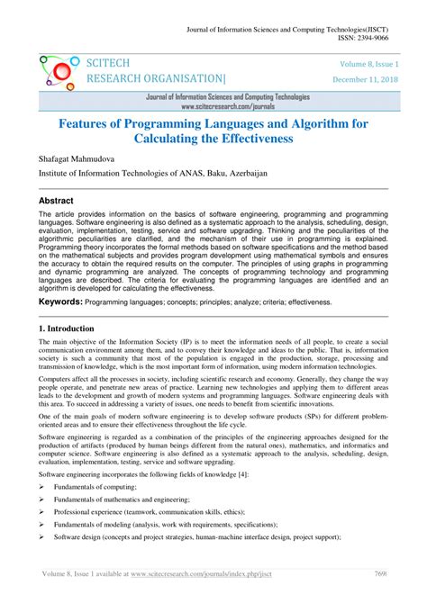 pdf features of programming languages and algorithm for calculating
