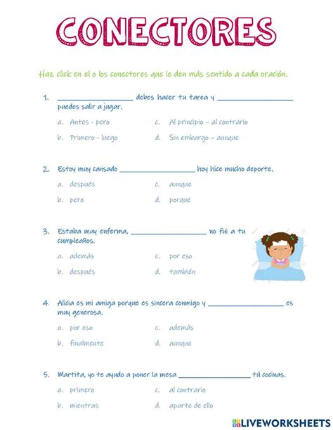 Ficha conectores 3ro básico worksheet Lecciones de lectura