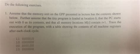 Do The Following Exercises 1 Assume That The Memory