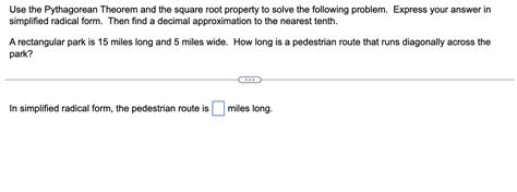 Solved Use The Pythagorean Theorem And The Square Root
