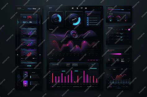 Premium Photo Dark Neumorphic User Interface Elements With Neon Buttons And Bars Black