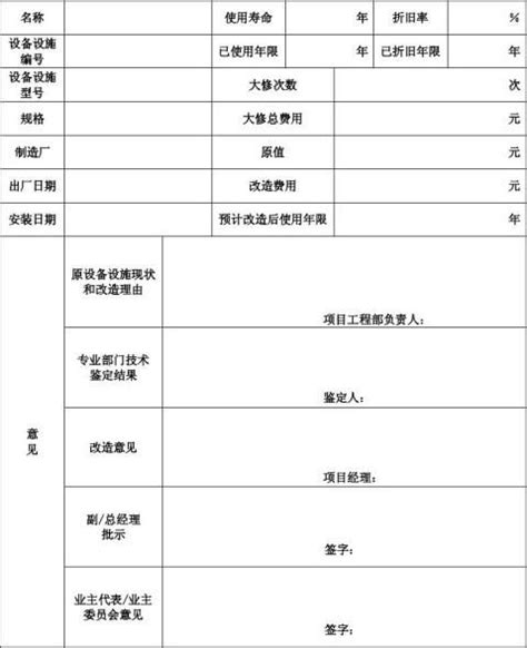 001 004设备设施更新申请表 范文118